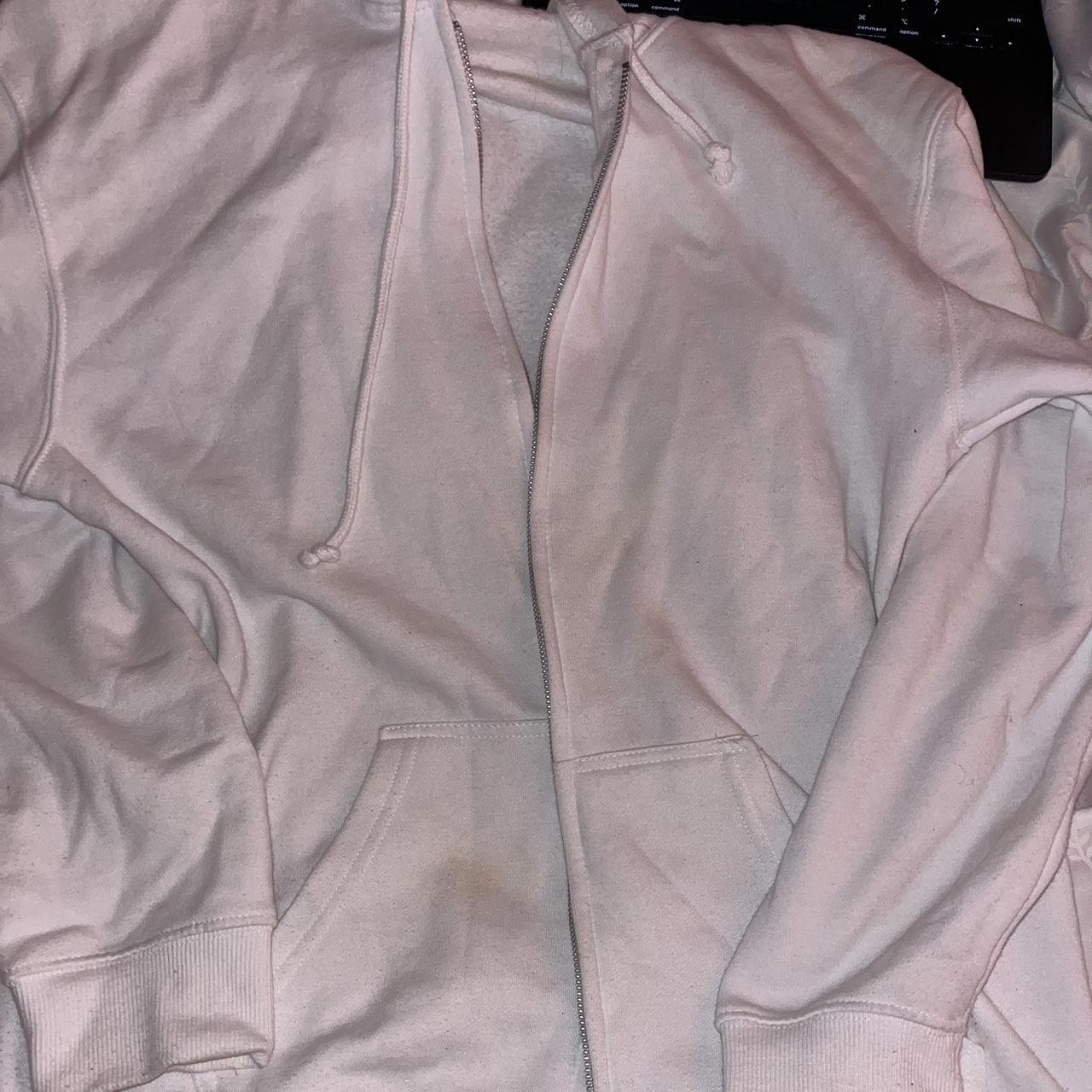 white zip up -PLT -zipper is broken off -worn 2-3 times - Depop