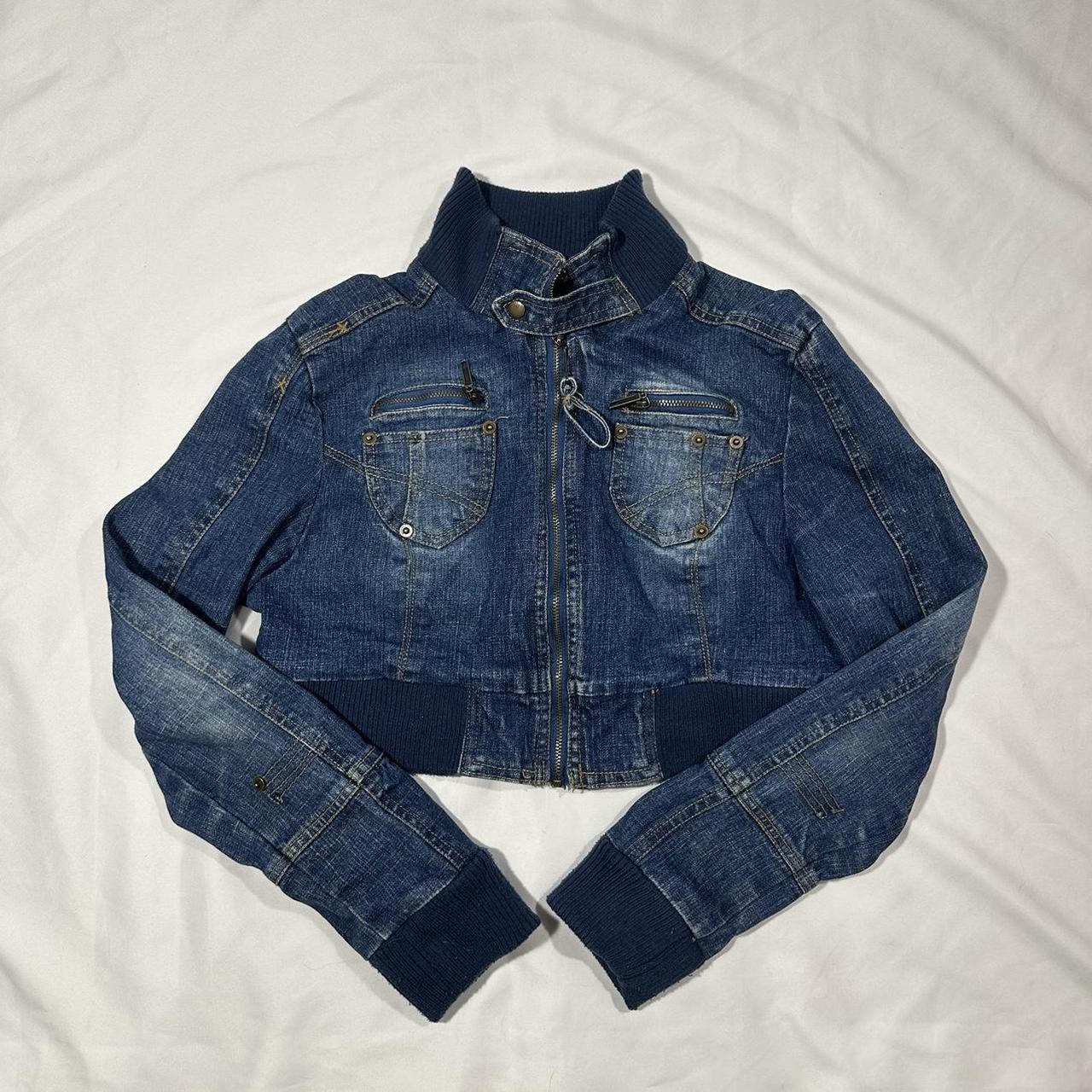 MISS LILI CROPPED DENIM MOTORCYCLE... - Depop