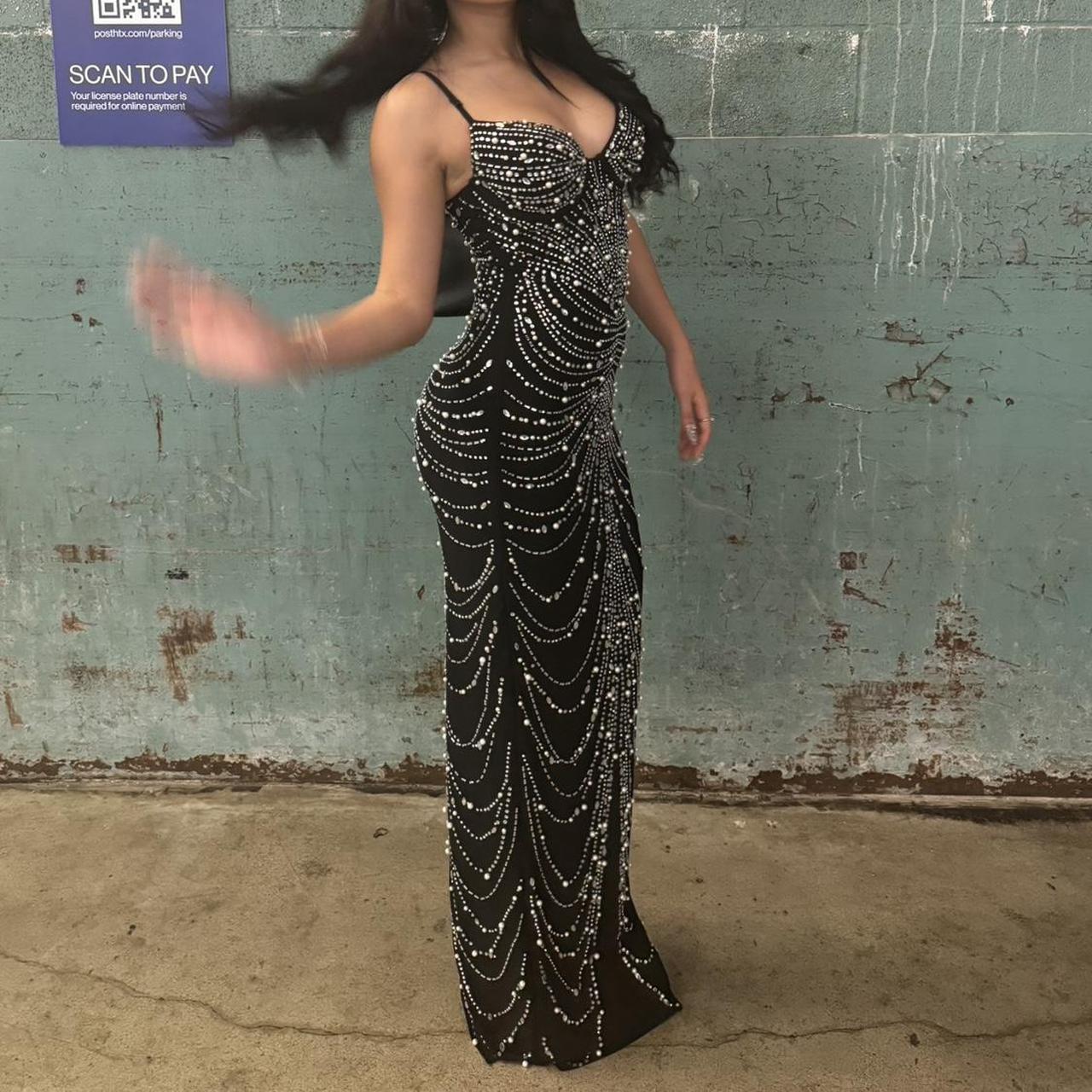 BLACK BODY CON PROM DRESS size: women’s size... | Depop