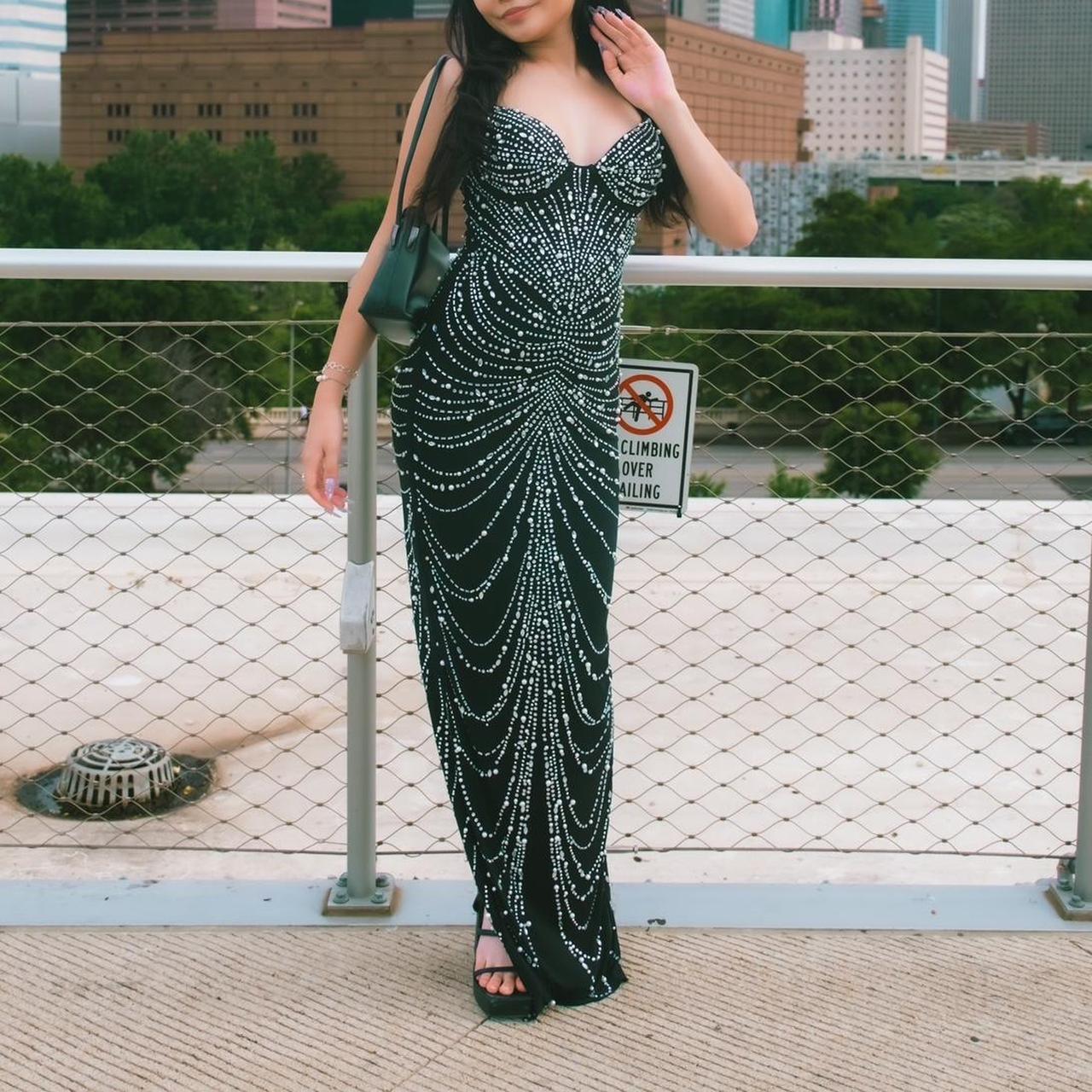 BLACK BODY CON PROM DRESS size: women’s size... | Depop