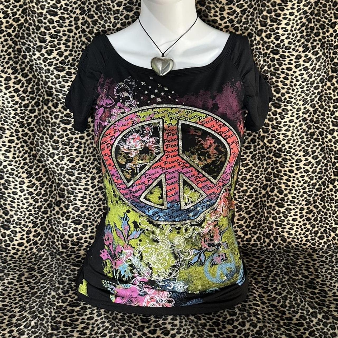 DEADSTOCK NWOT Y2K PEACE SIGN TOP size: small &... | Depop