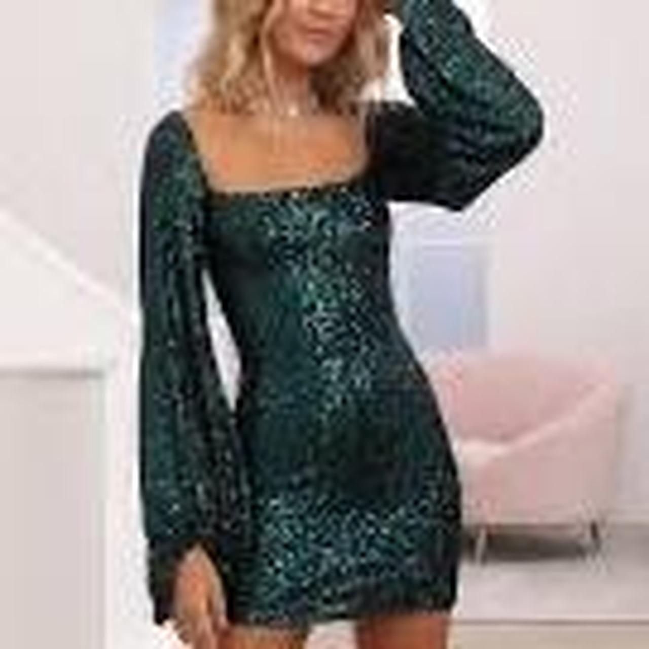 Lucy in the sky forest green sequin dress Wore for... - Depop