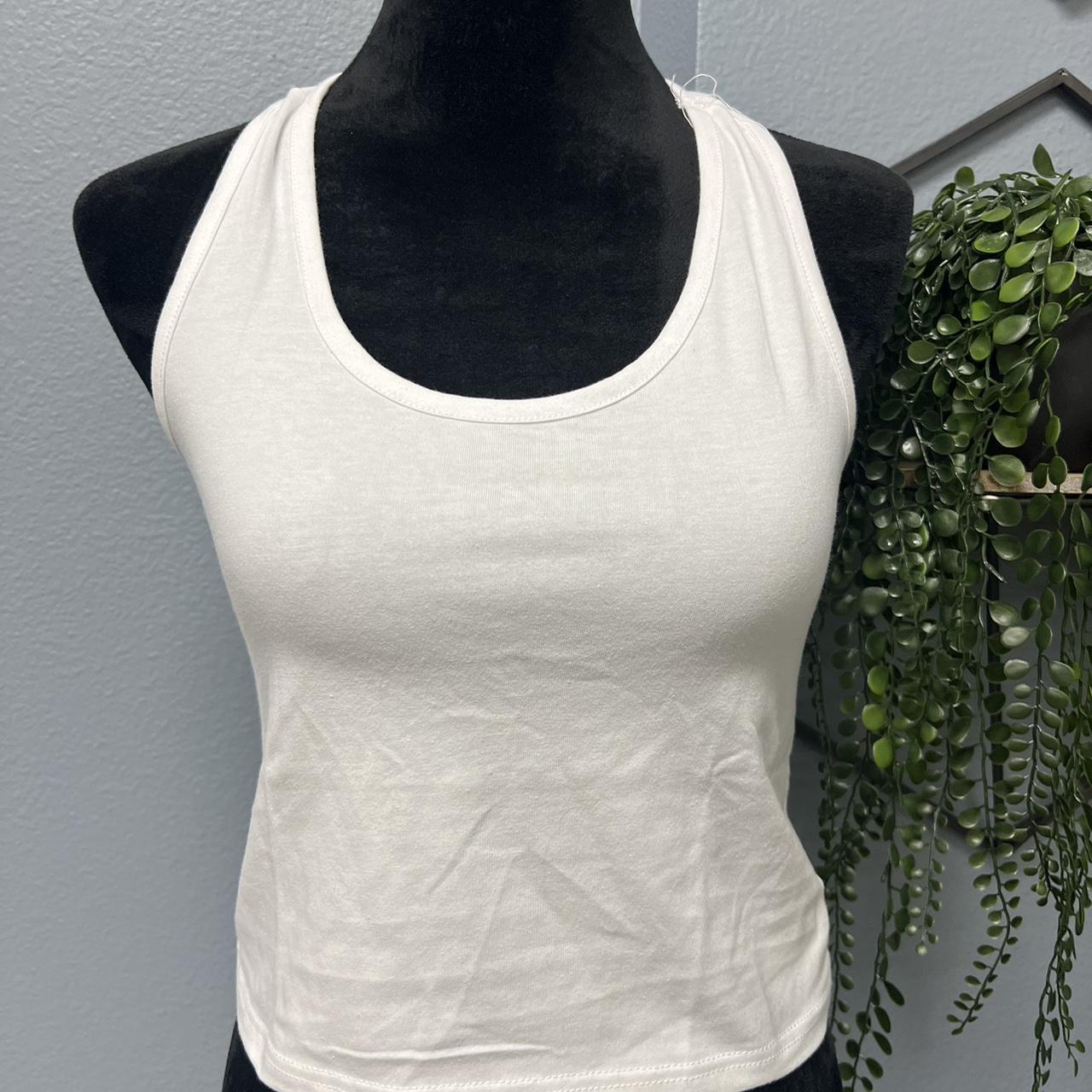 basic white racer back tee ***disclaimer Please... - Depop
