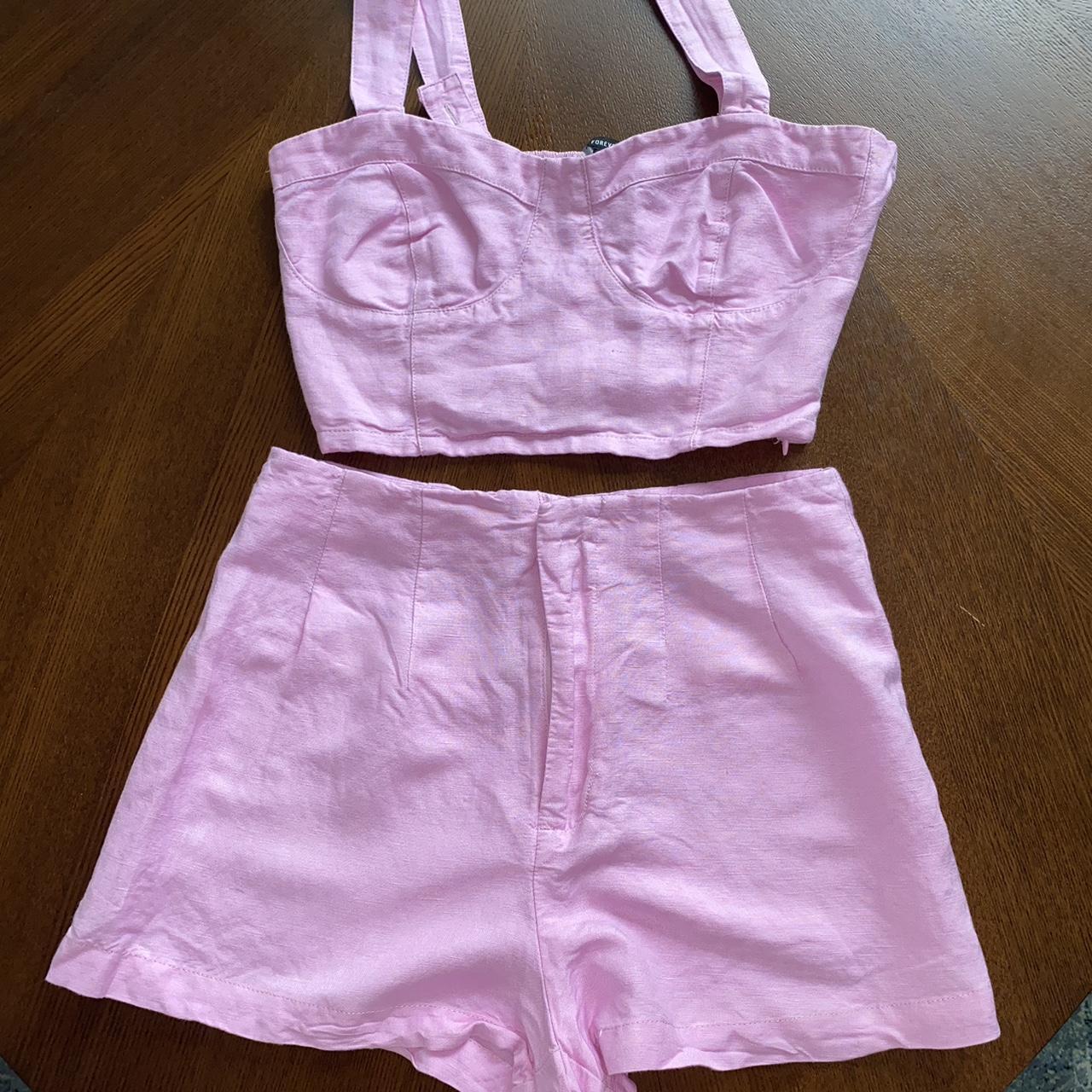 Pink shorts set Perfect for summer 💗🌸 just doesn’t... - Depop