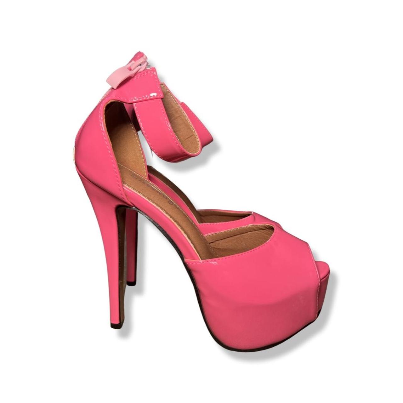 Enelauge Hot Pink Platforms Stiletto Heel 7/7.5 Open... - Depop
