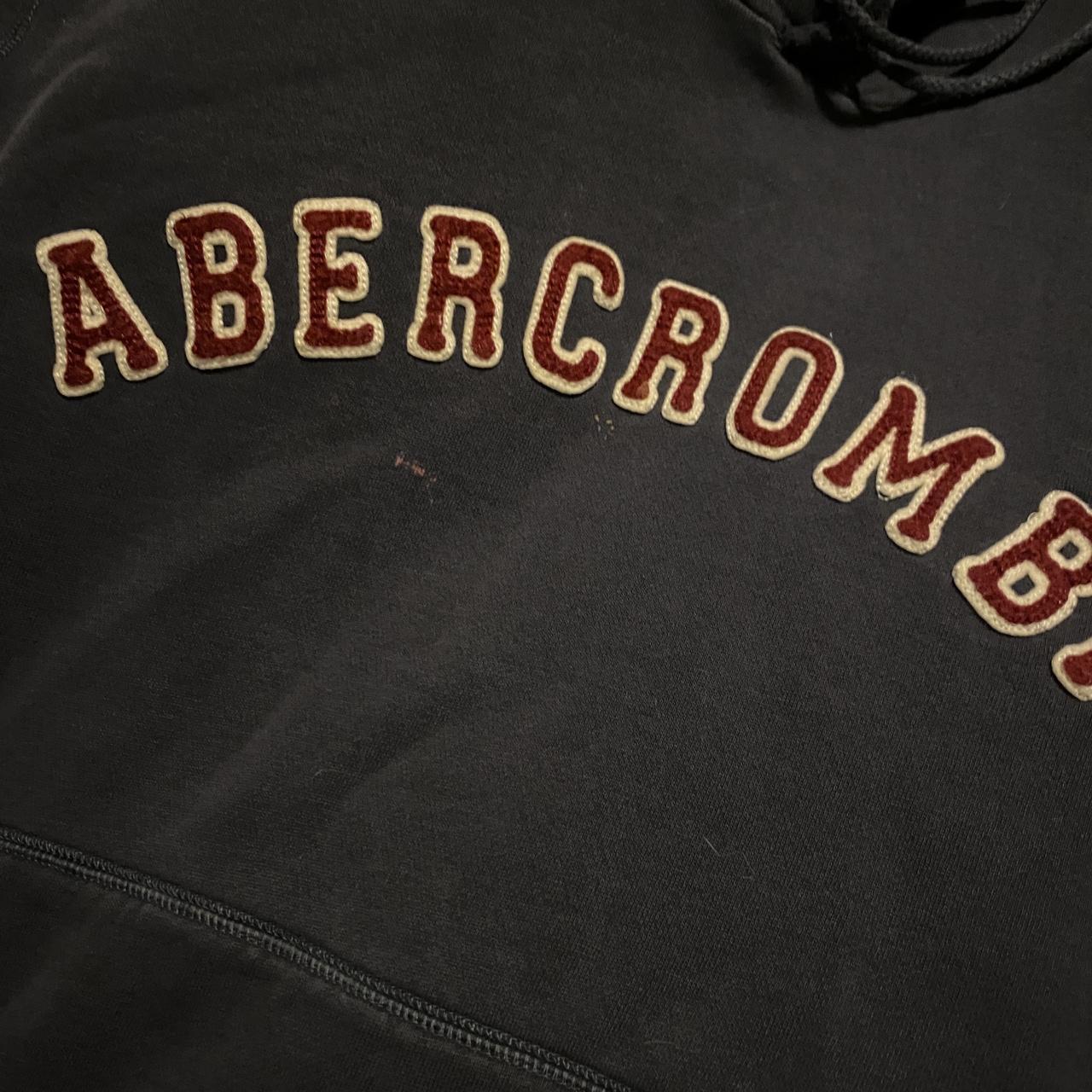 vintage 2000s navy abercrombie and fitch hoodie with... - Depop
