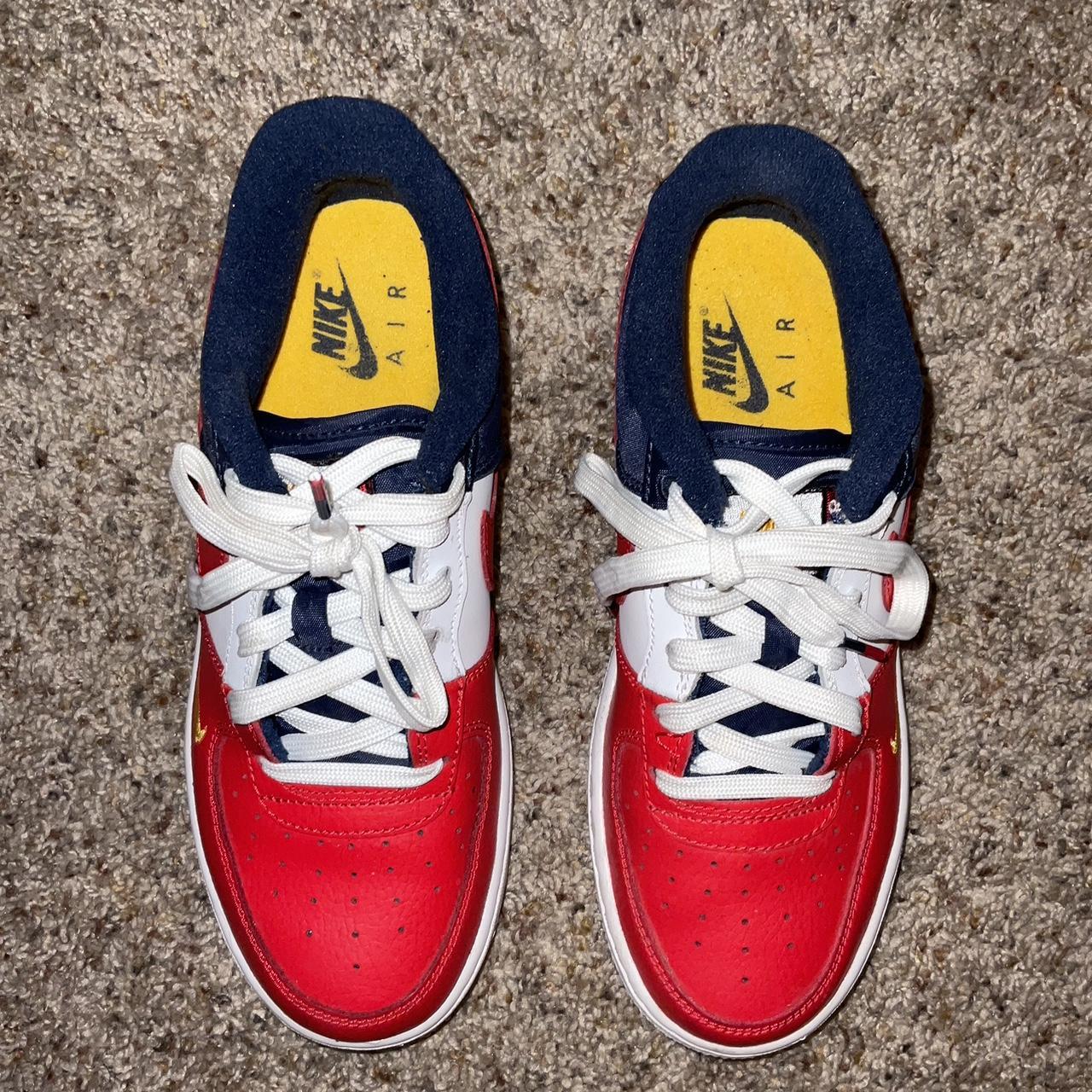 Red White and Blue Nike Air Force Ones In great... - Depop