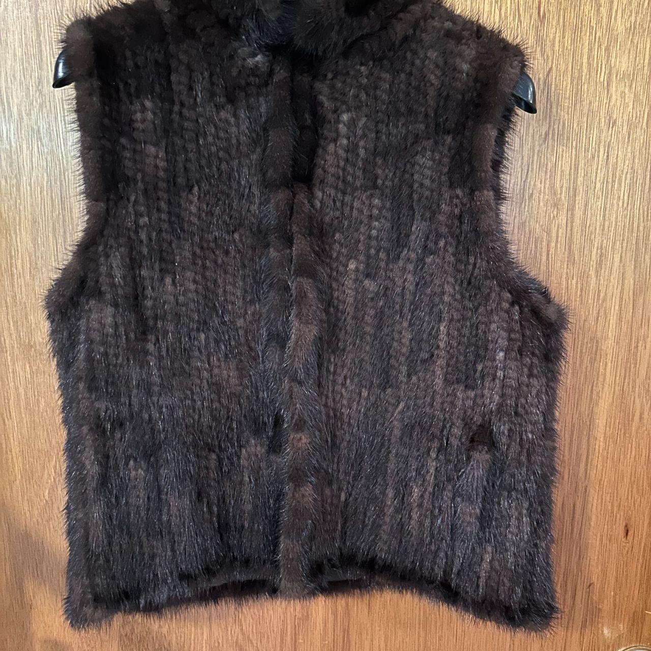 Brown Vest Genuine mink fur women vest knitted mink... | Depop