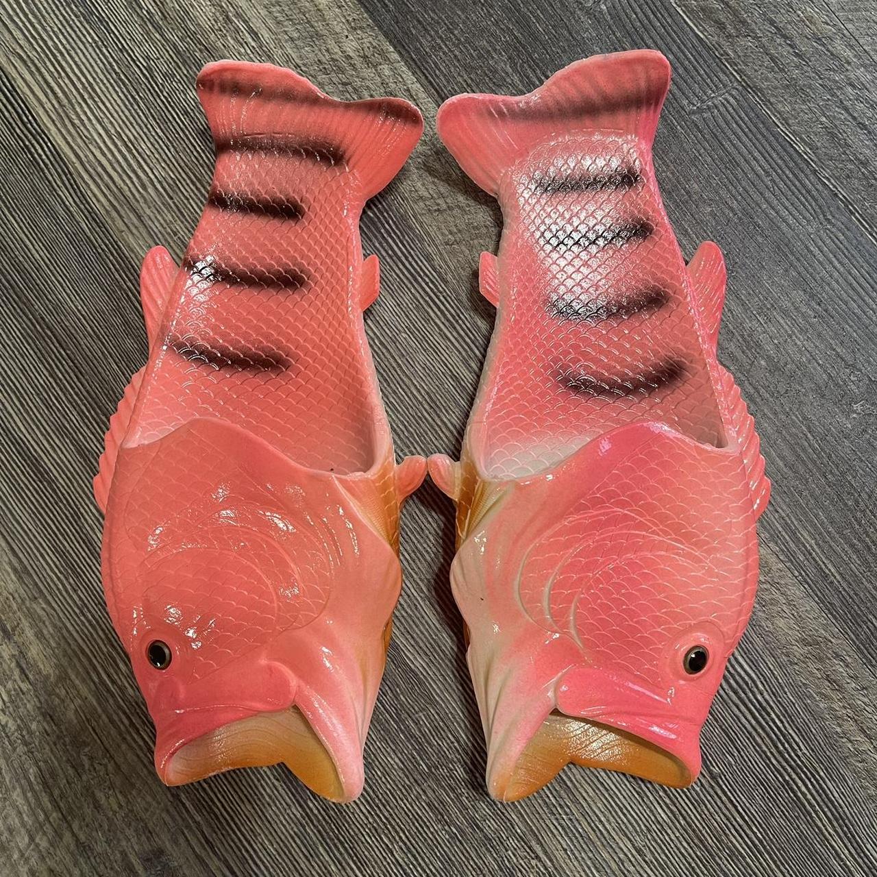 Coddies hot pink fish slides. Advertised as a 7/8... - Depop