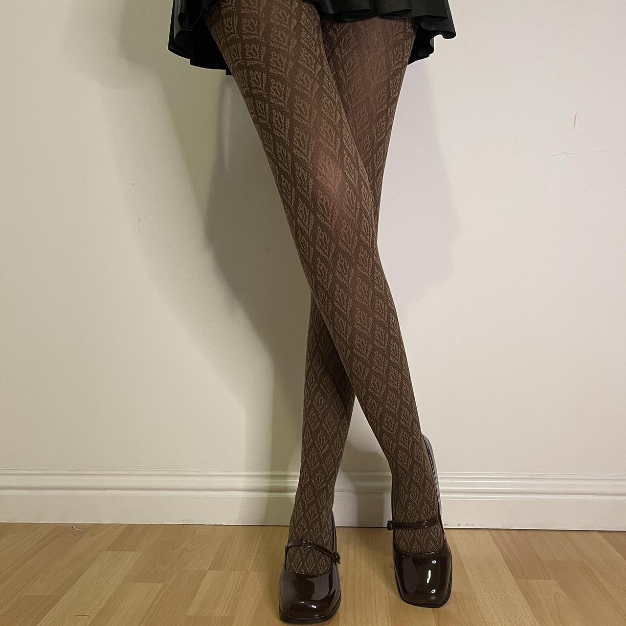 - Red patterned tights - Stretchy and comfort - One... - Depop