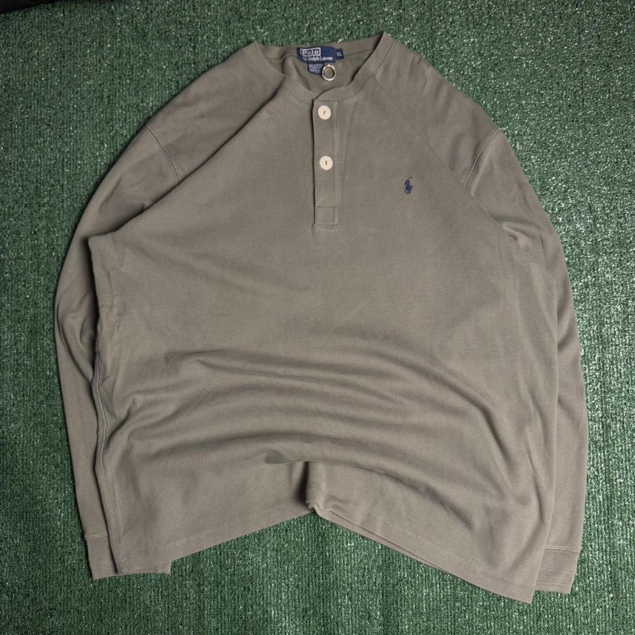 sage green polo ralph lauren henley super thick... | Depop