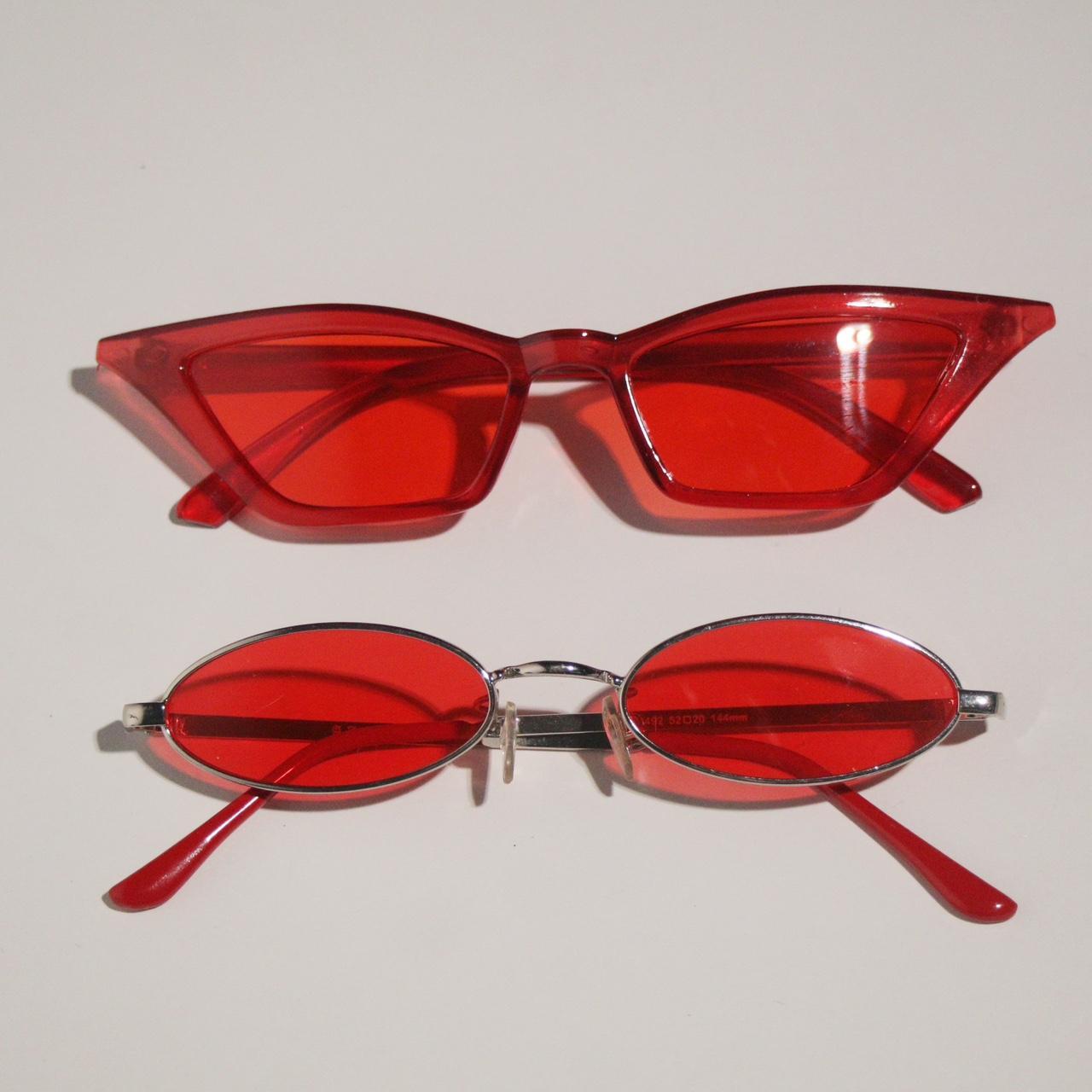️PACK OF 2 RED COLORED TRENDY SHAPED SUNGLASSES... - Depop