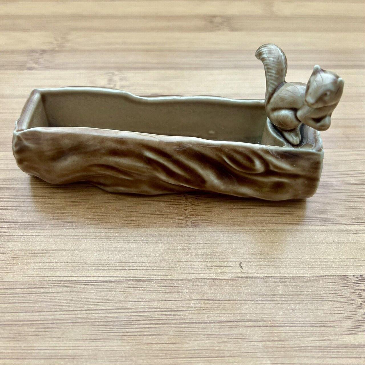 Wade Whimsies Brown Squirrel on a Log Ceramic Dish... - Depop