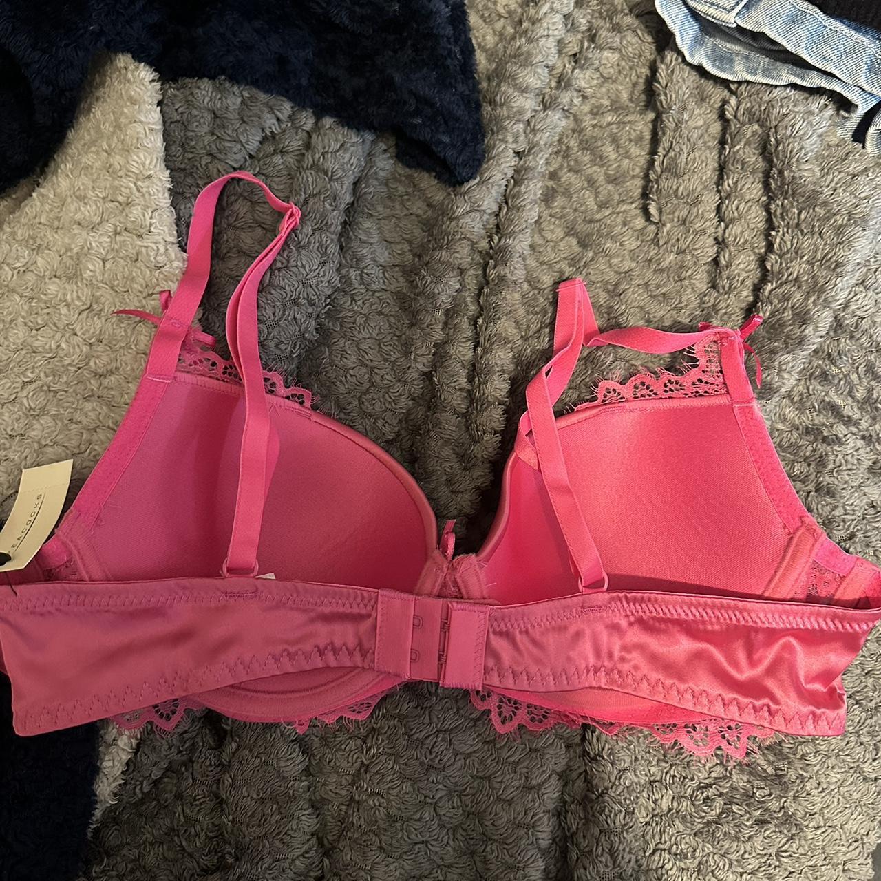 Peacocks Pink Padded Bra With Lace Detailing Size Depop