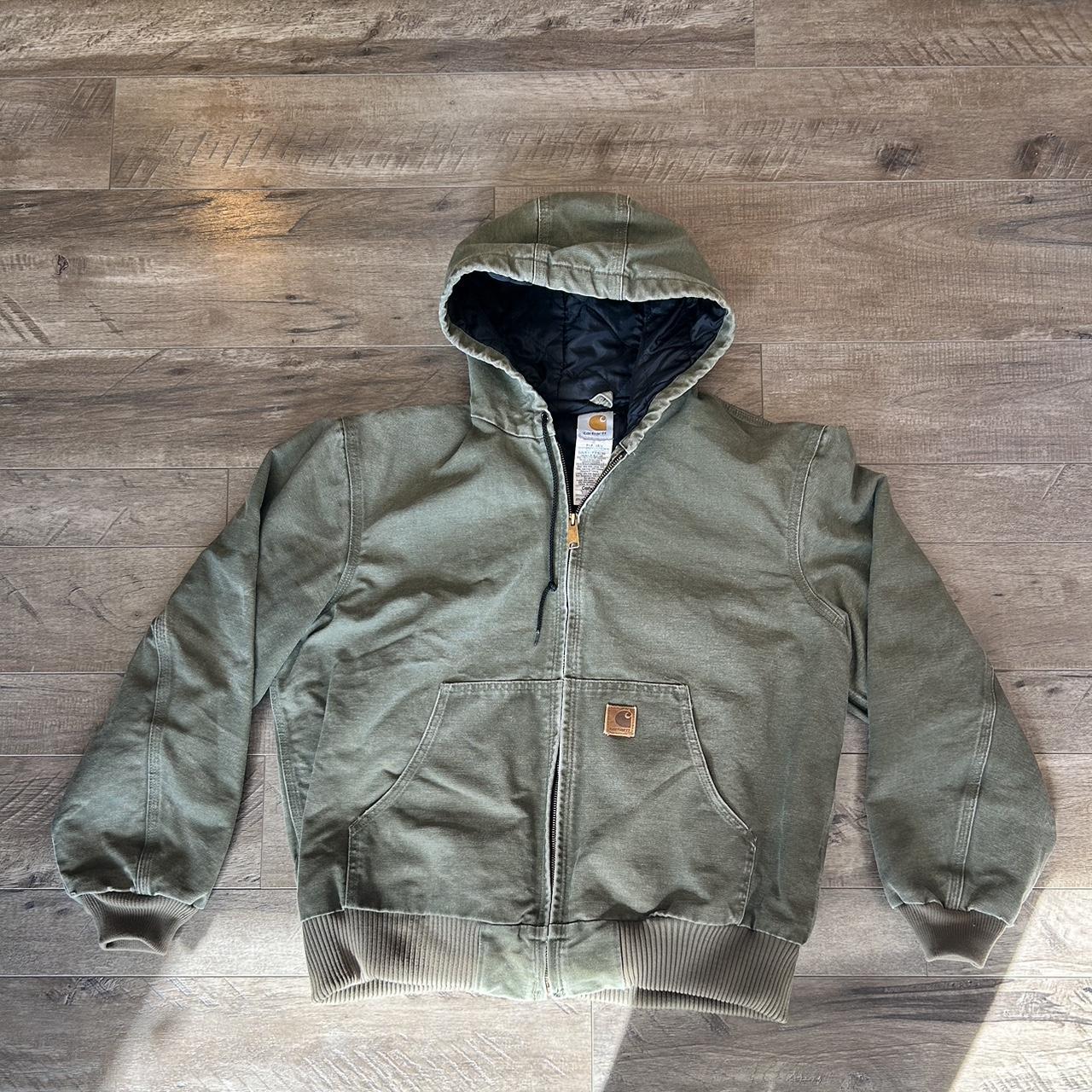 green olive color vintage style 2010 carhartt hooded... - Depop