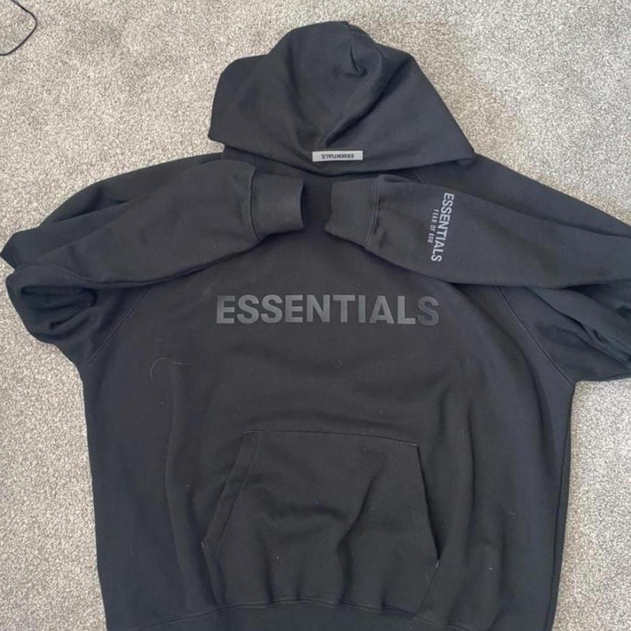 Essentials Men's Black Hoodie | Depop
