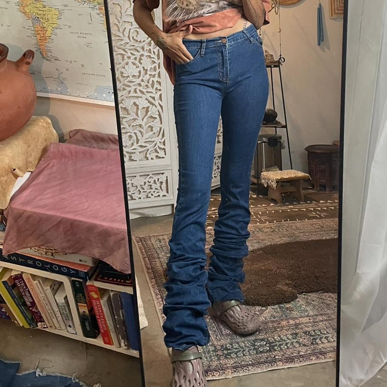 Super long leg jeans with fabric scrunching at the... | Depop