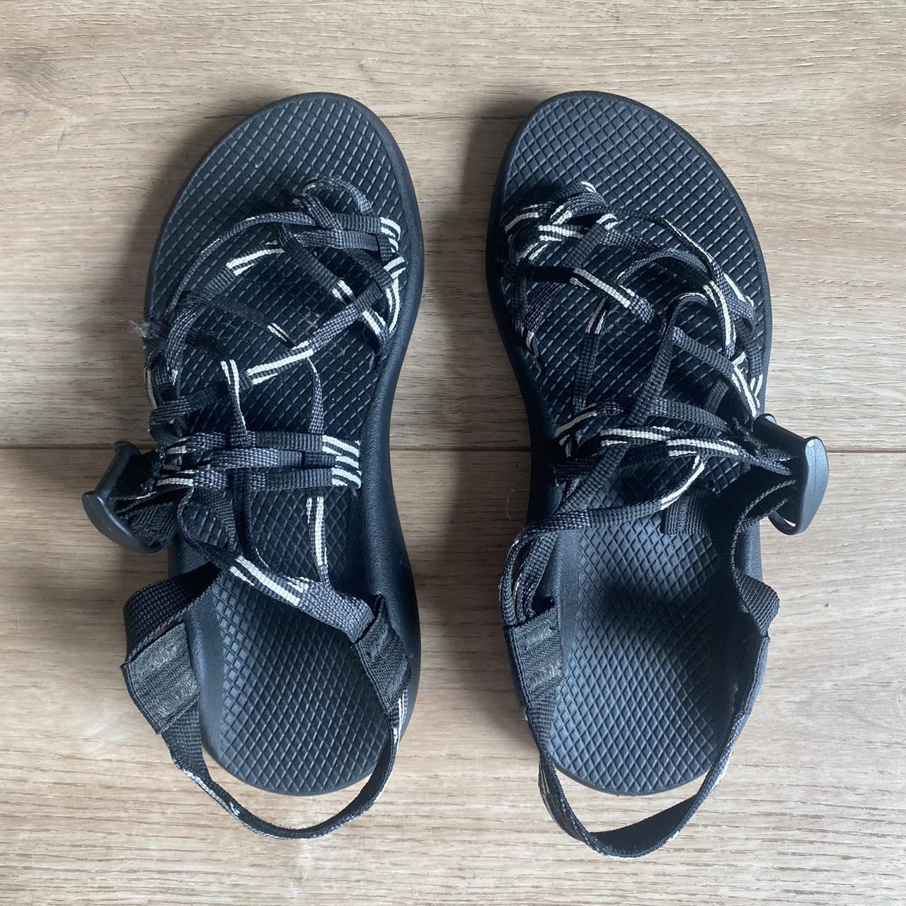 ~black and white chaco sandals ~not sure of the... - Depop