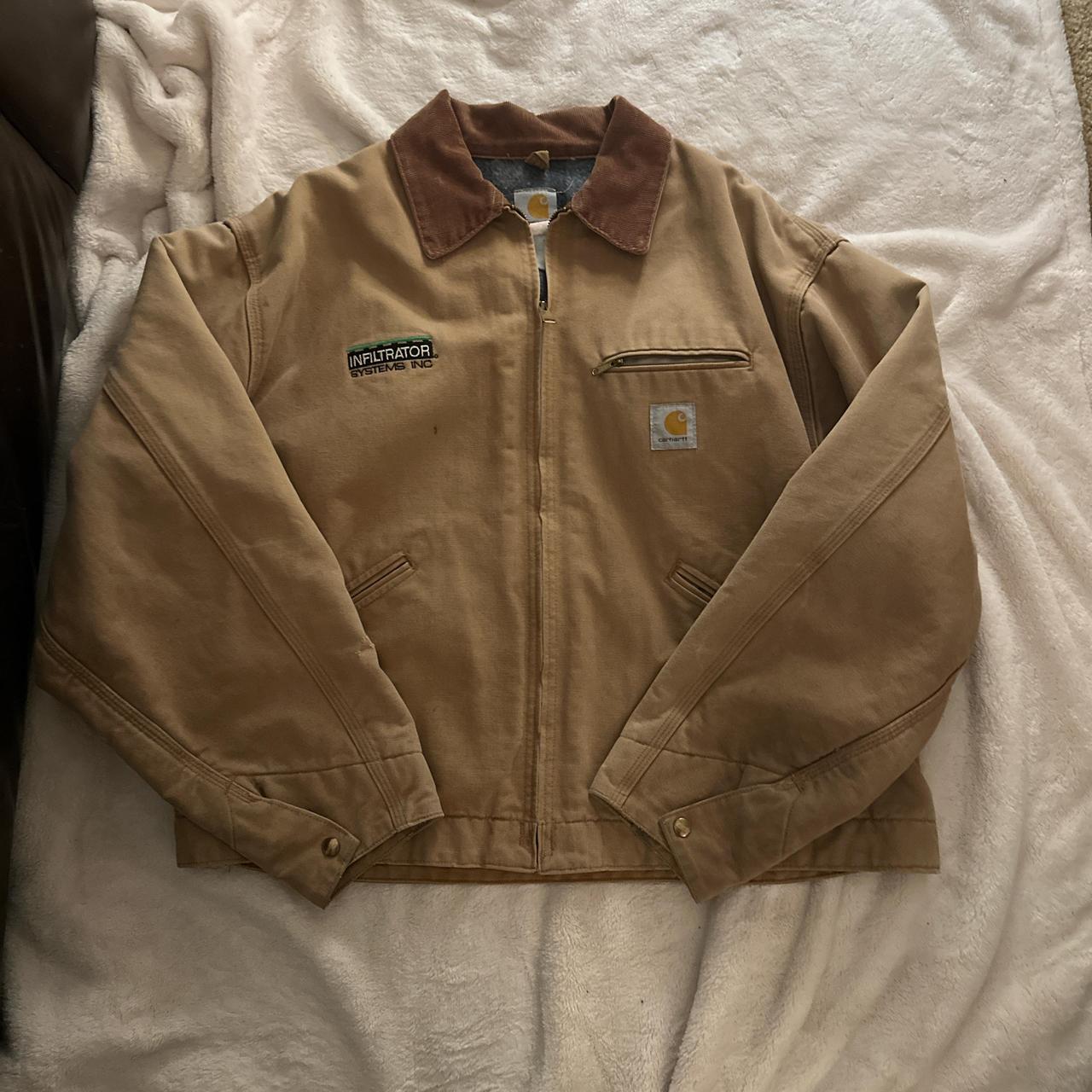 Tan Carhartt Detroit jacket 90s carhartt Detroit In... - Depop