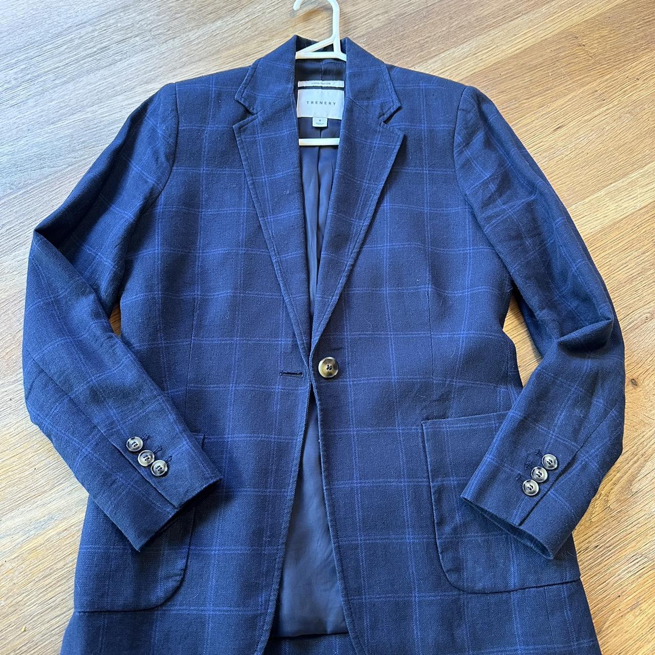 Trenery Navy check blazer Great fit XS - Depop