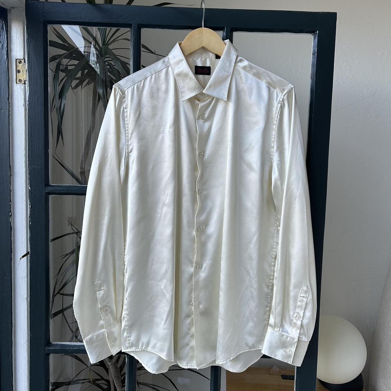 Creamy satin feel Devil’s Advocate button up. No... - Depop