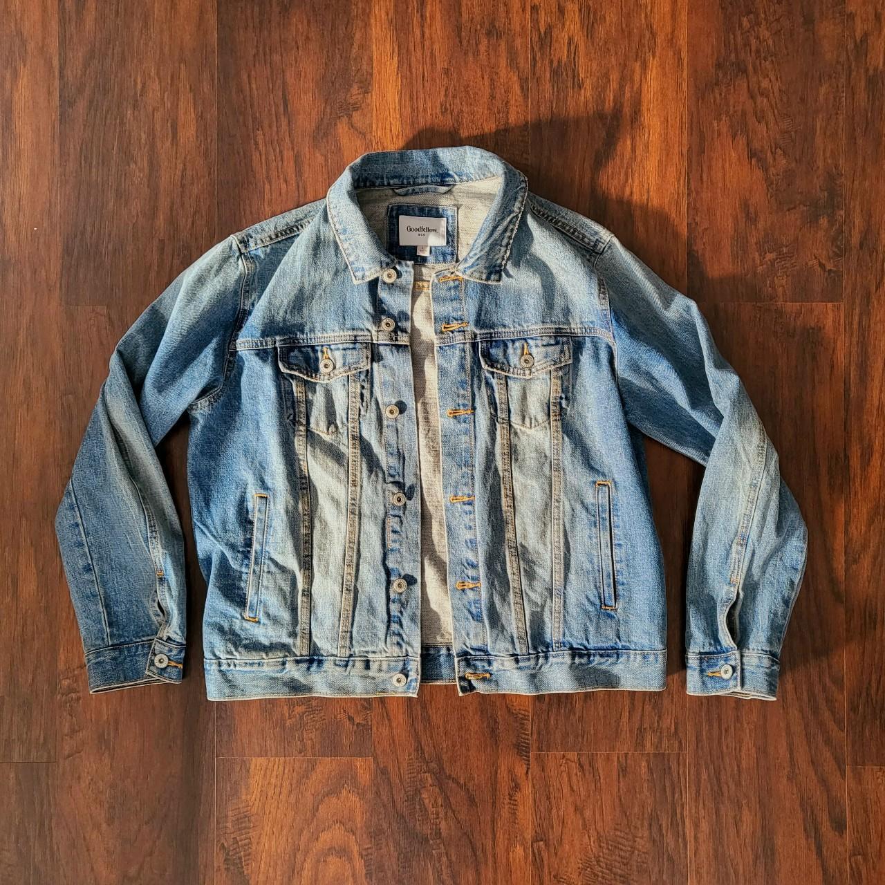Goodfellow Medium Wash Denim Jacket Condition: Like... - Depop