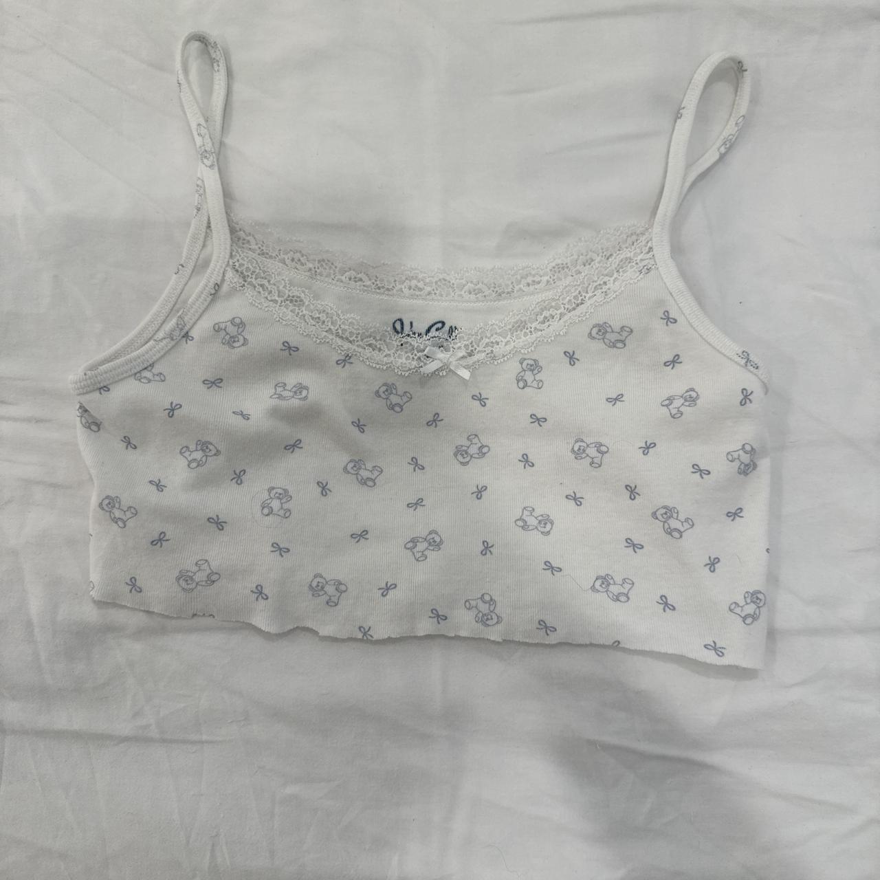BRANDY MELVILLE JOHN GALT cropped teddy bears lace... | Depop