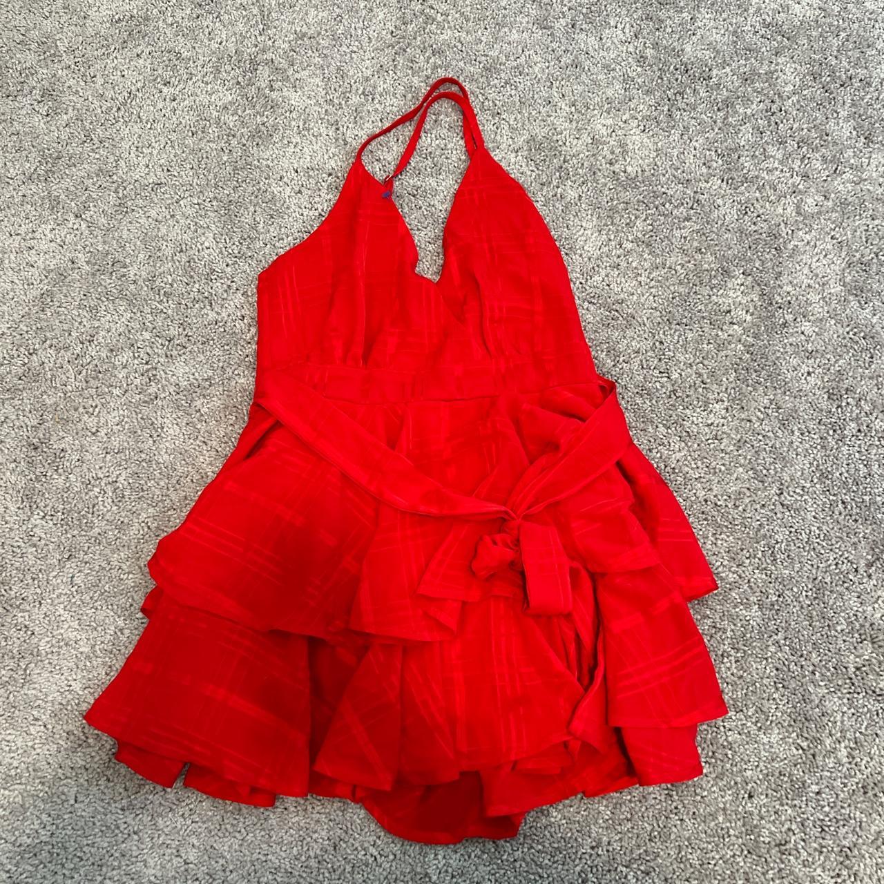 red jumpsuit with tags attached. has adjustable... - Depop