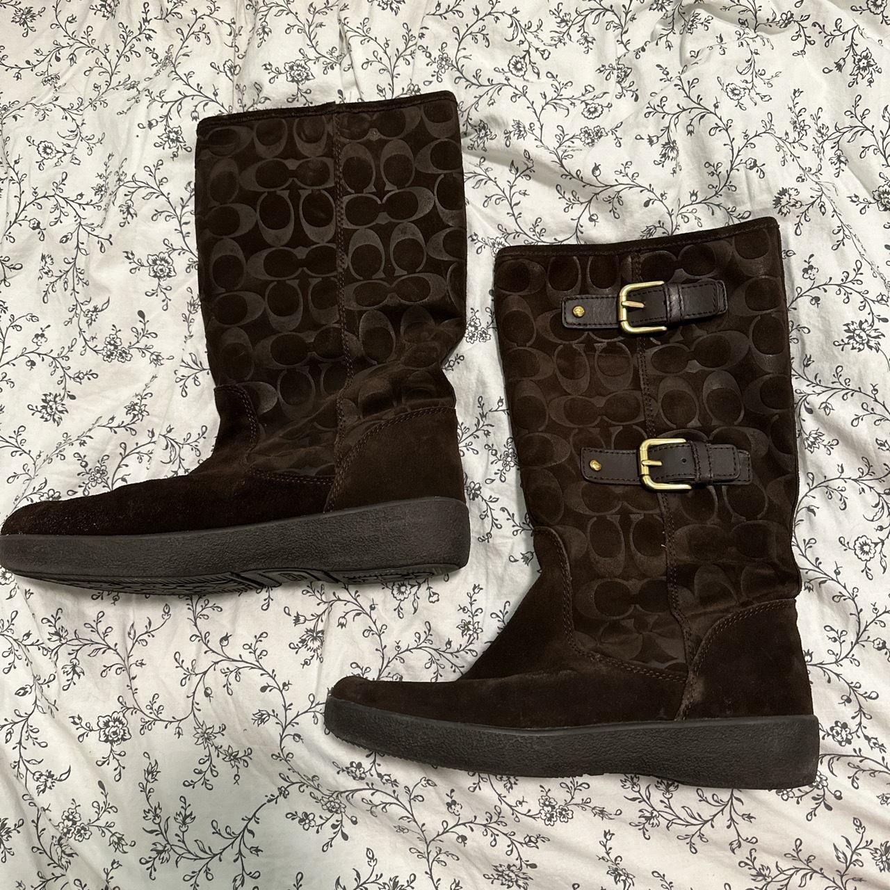 vintage coach winter boots dark brown/chocolate... - Depop