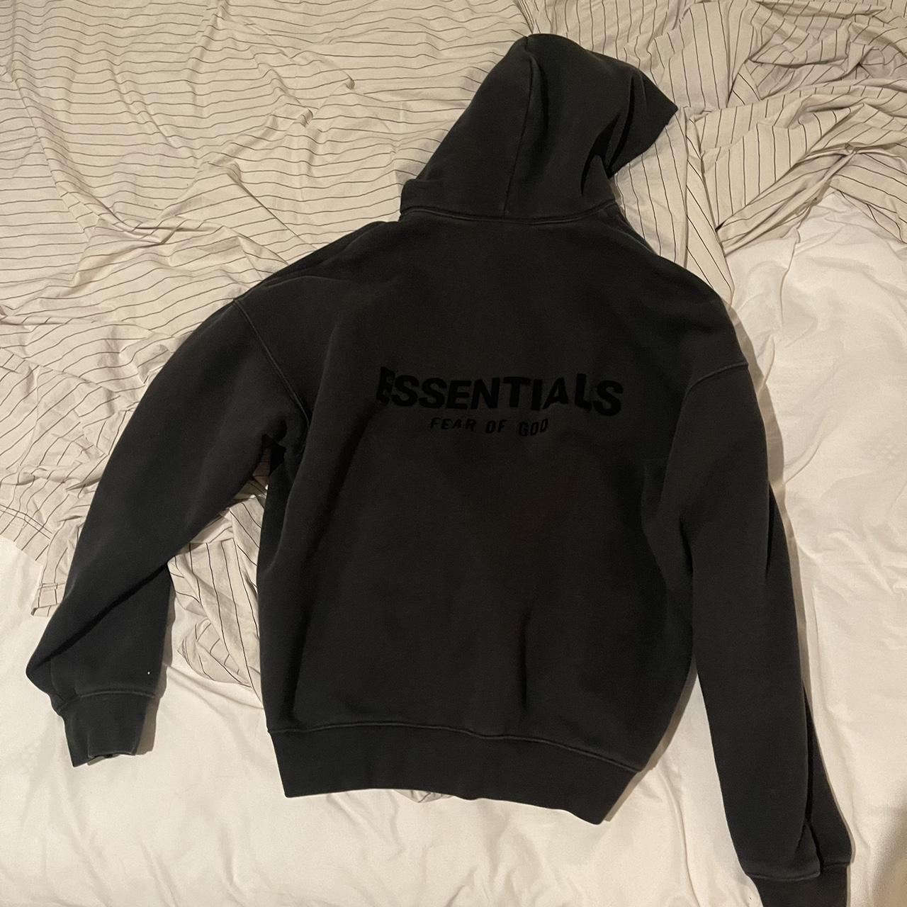 BLACK ESSENTIALS HOODIE - Size L but fits closer to... - Depop