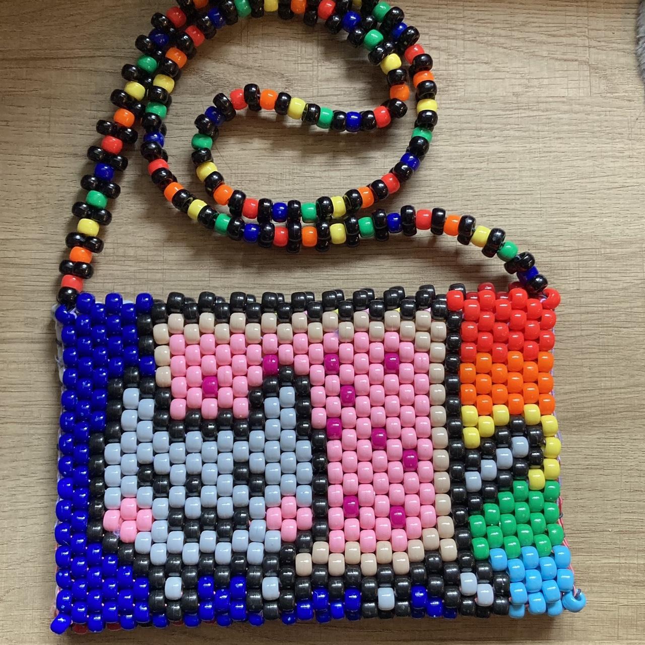reversible nyan cat kandi beaded bag. bag holds... - Depop