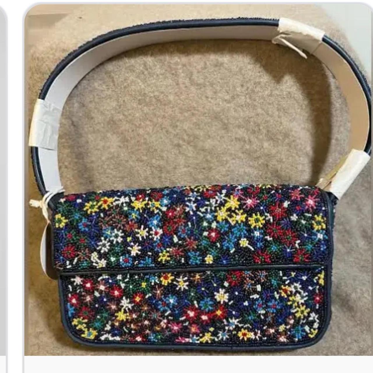 STAUD- Tommy Beaded Bag in navy print with little... | Depop