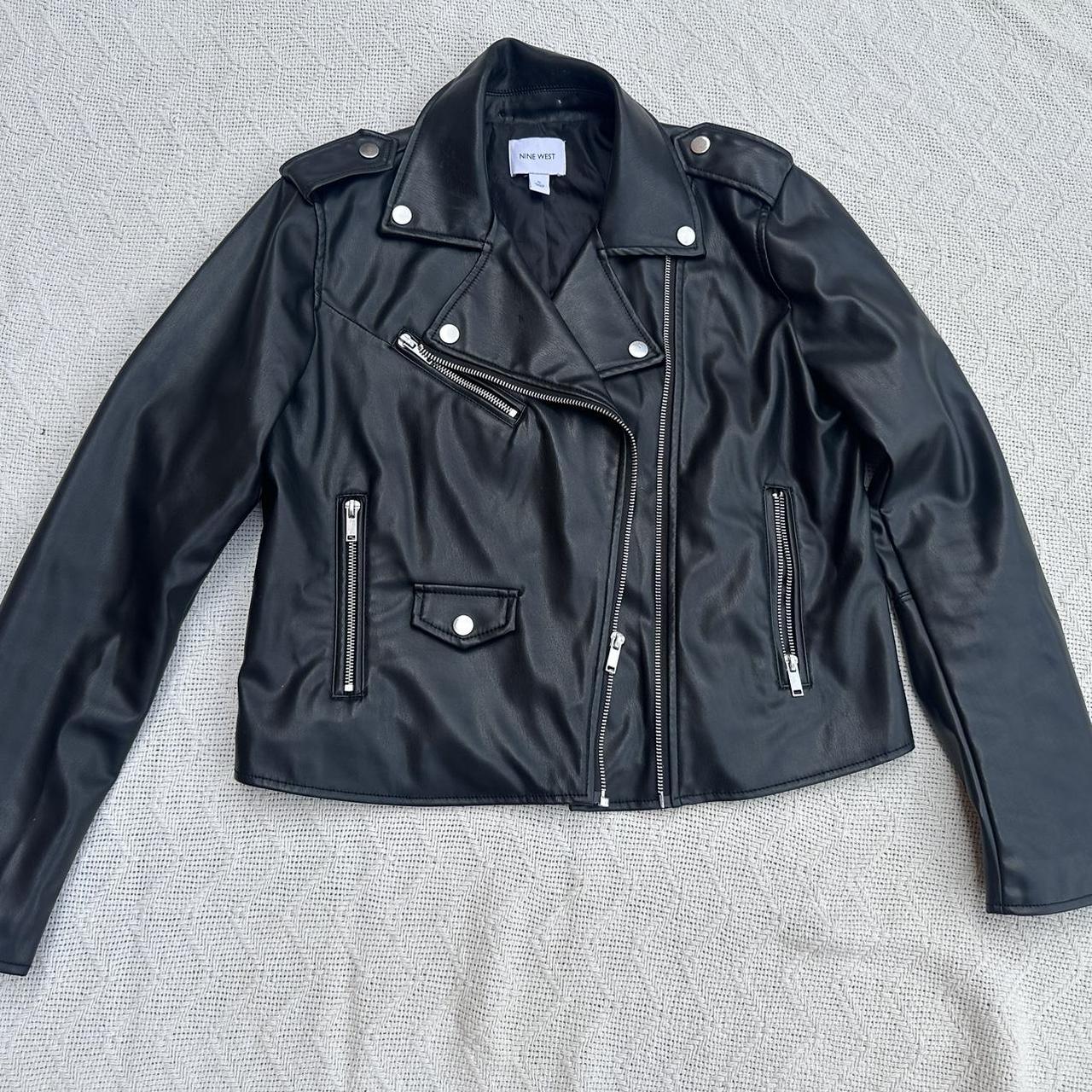 Nine West faux leather motorcycle jacket, small,... - Depop