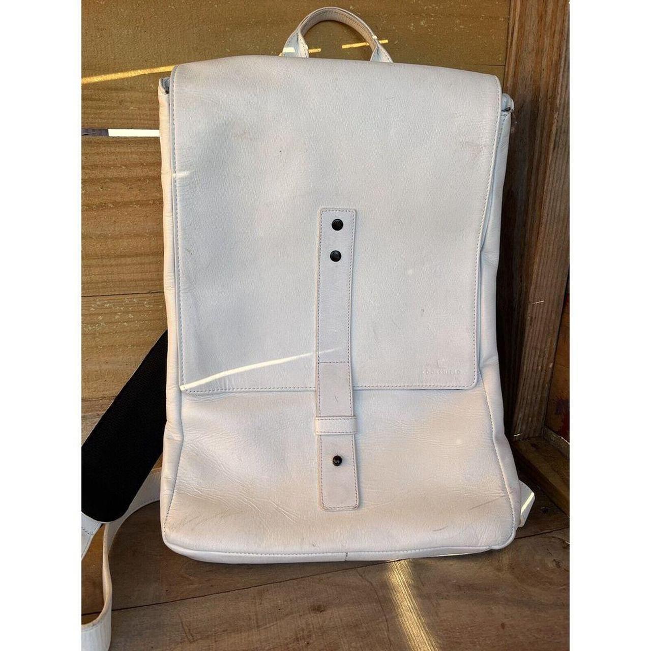 Handmade Coolshield White Leather Backpack Laptop... | Depop