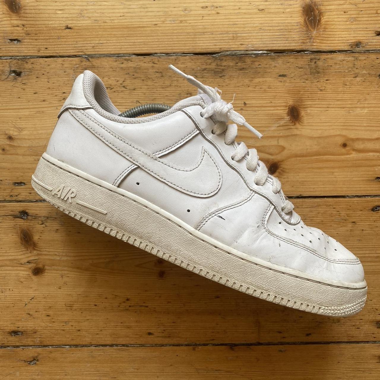 nike air force 1 classic all white shoes size :... - Depop