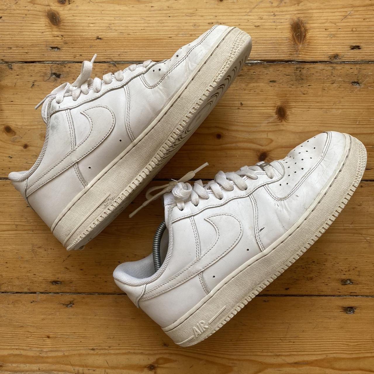 nike air force 1 classic all white shoes size :... - Depop