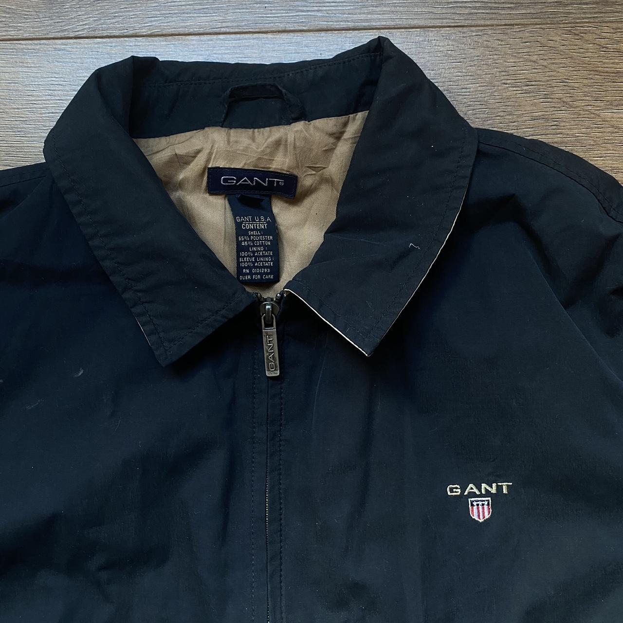 gantt dark navy retro smart casual harrington jacket... - Depop