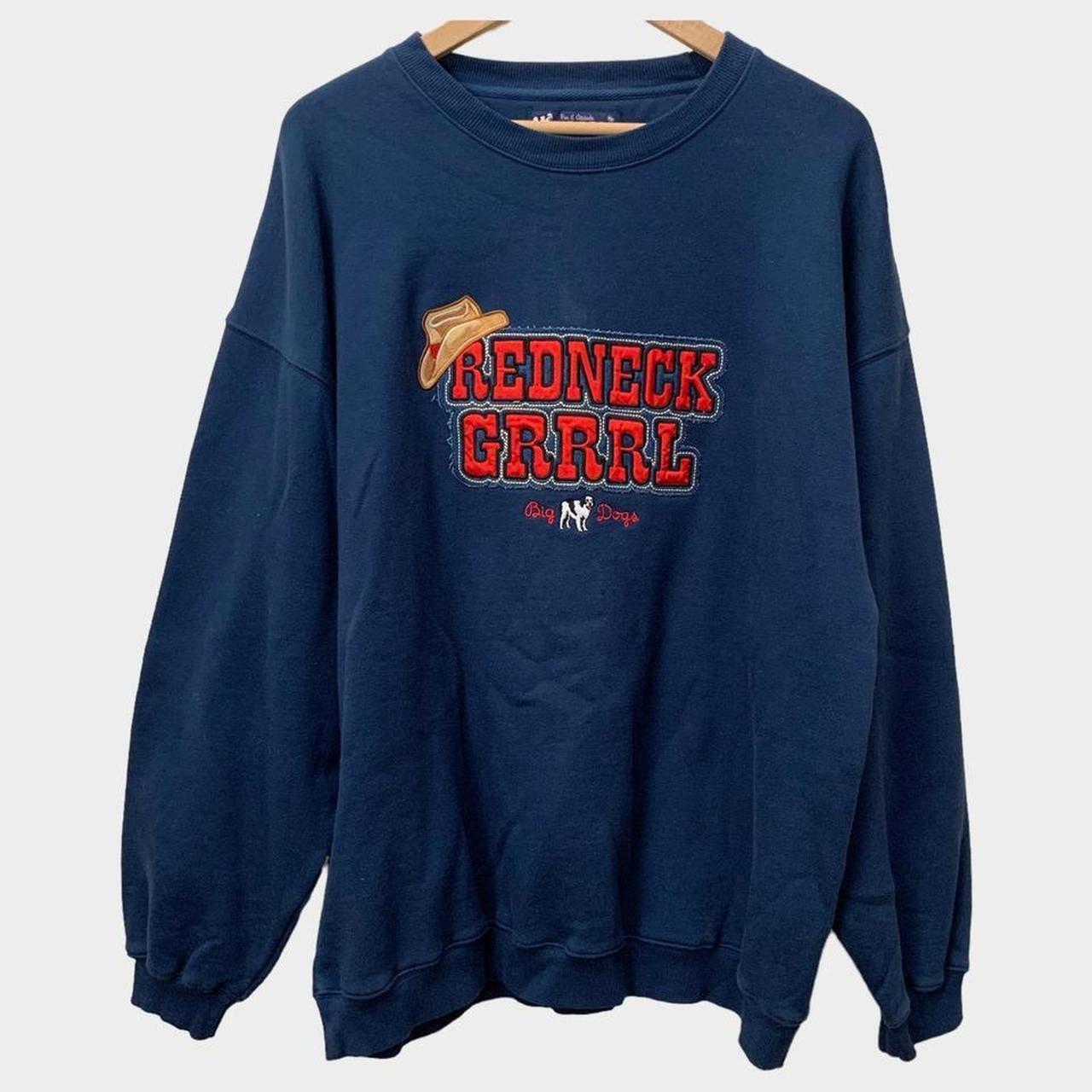 Vintage Big Dogs Redneck Grrrl Navy blue crewneck... - Depop