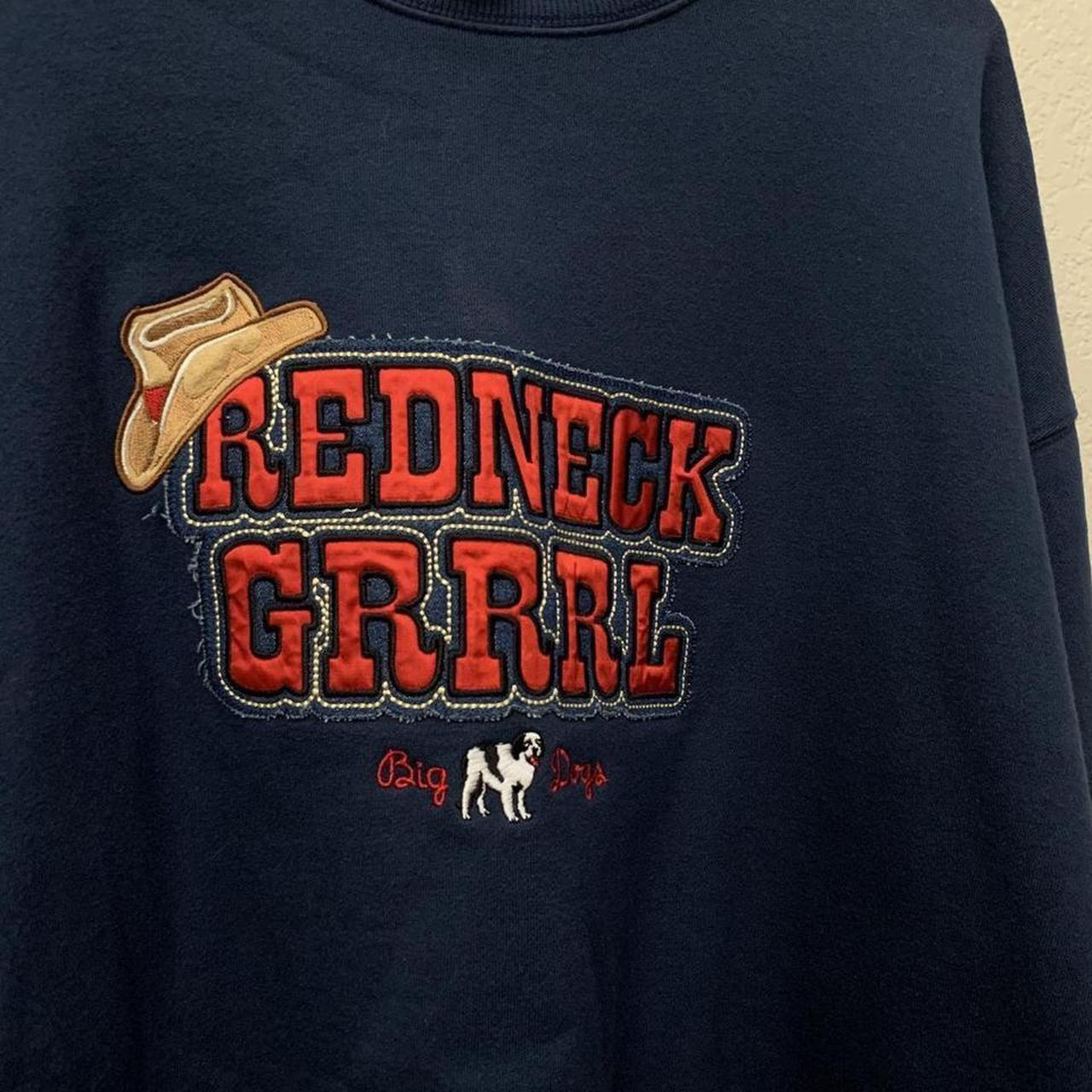 Vintage Big Dogs Redneck Grrrl Navy blue crewneck... - Depop