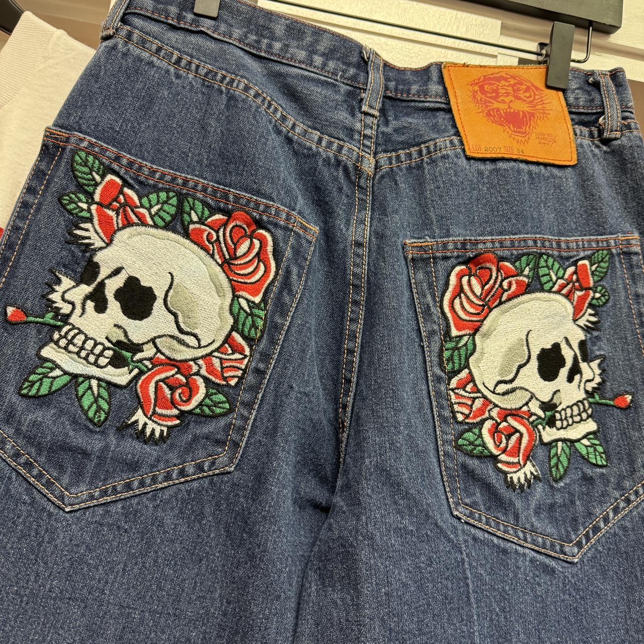Ed Hardy Jeans Skulls Roses Size 32 Lot... - Depop