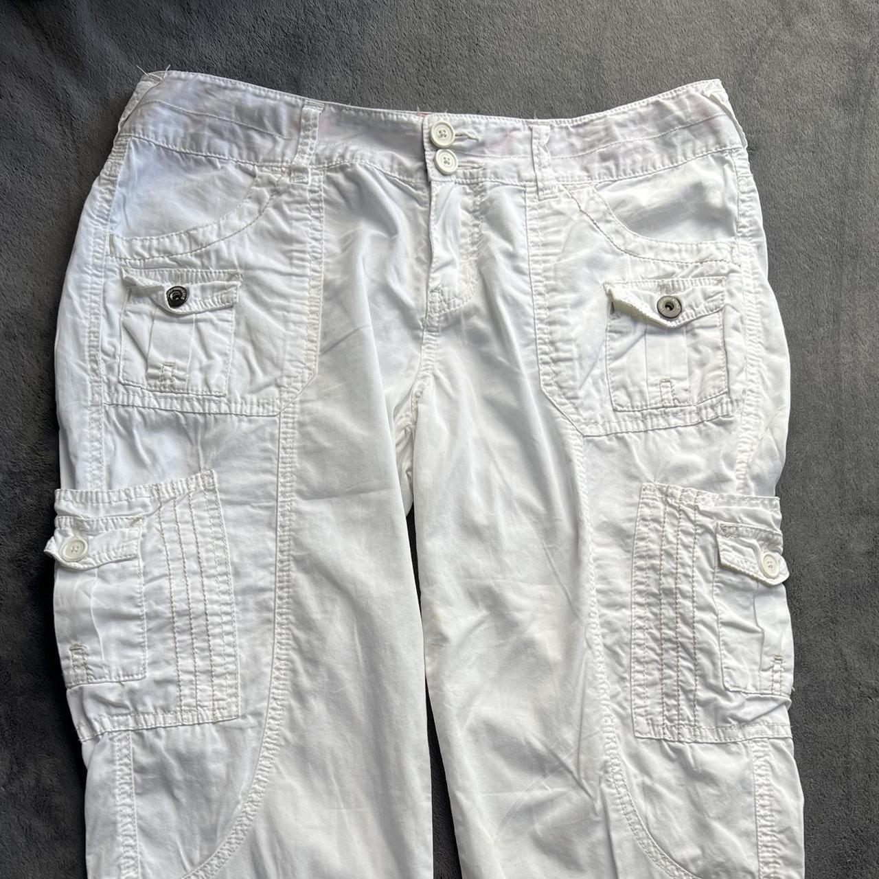 White Cargo Pants. Item Measurements: Size:... - Depop