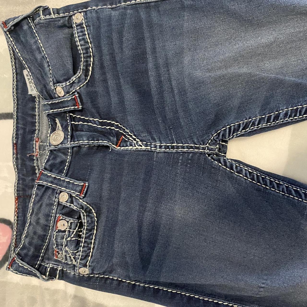 Low rise dark washed true religions has the same... - Depop