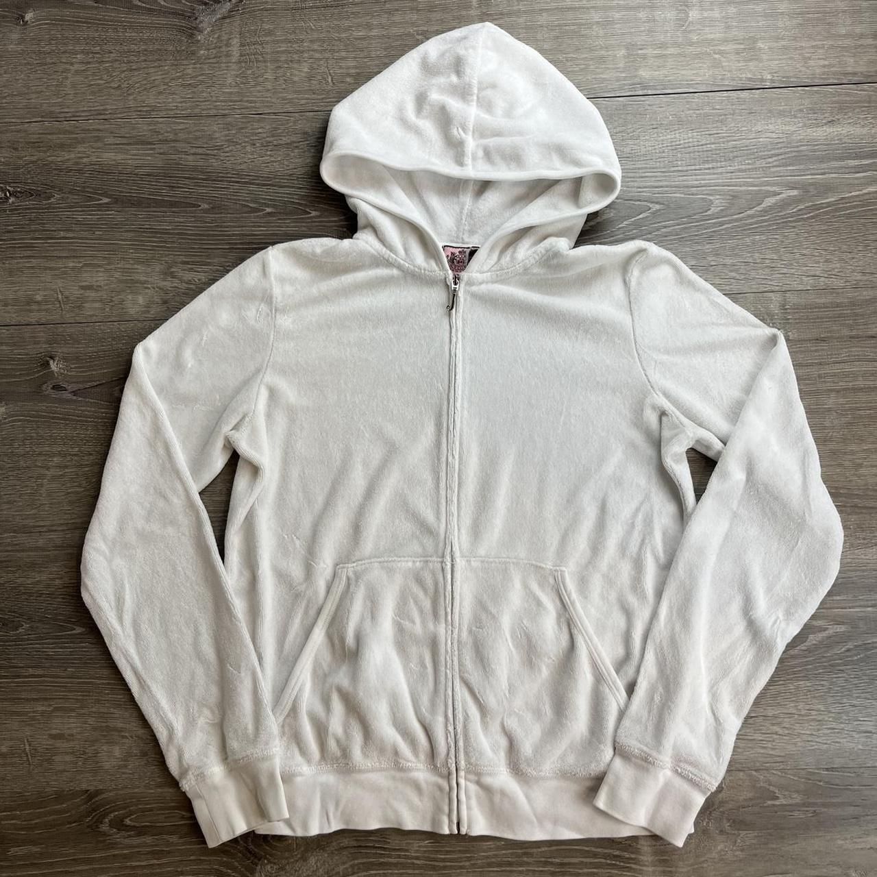 Y2K Juicy Couture Terry Cloth Zip-Up Hooded Jacket... - Depop
