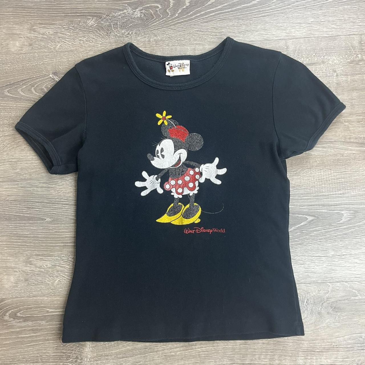90s Y2K Minnie Mouse Baby Tee Black Graphic Tee... - Depop