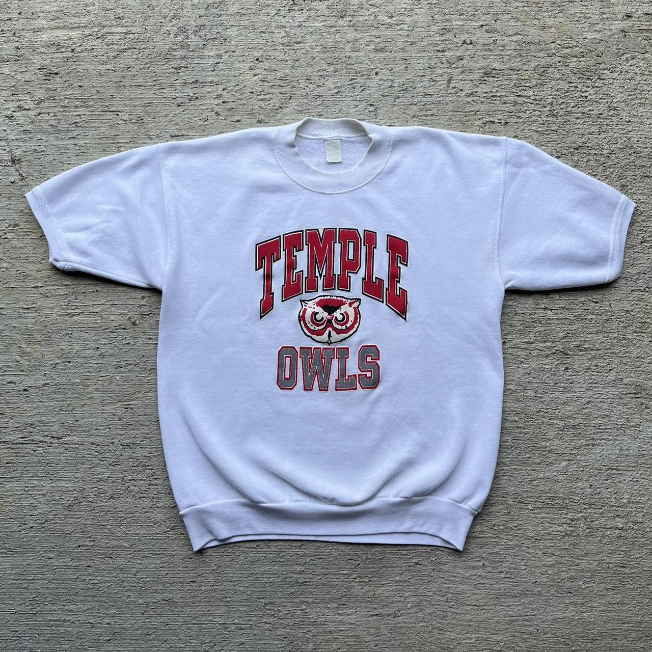 70s 80s Temple University Sweatshirt White Graphic... - Depop