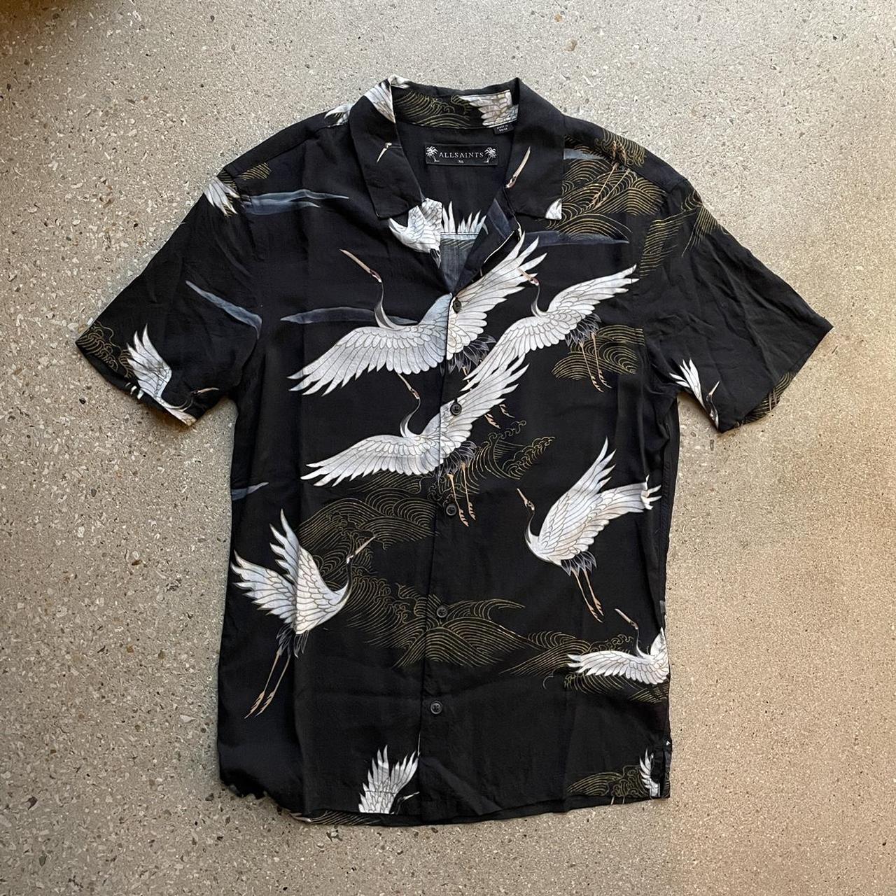 ALLSAINTS Men’s Viscose Yonder Printed Stork Shirt... - Depop
