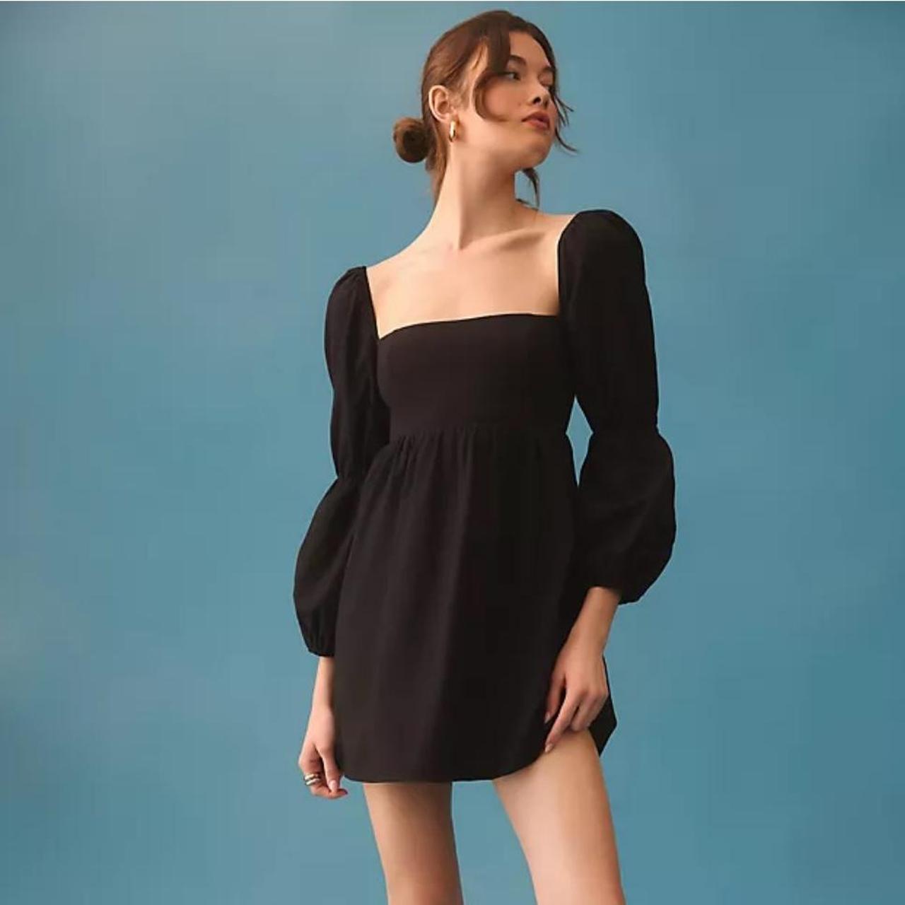 Reformation Michaela short black dress with puffed... | Depop