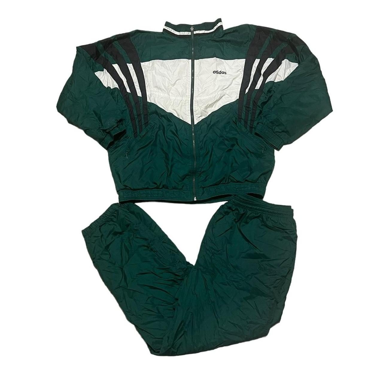 Vintage 90s adidas tracksuit in a forest green... - Depop