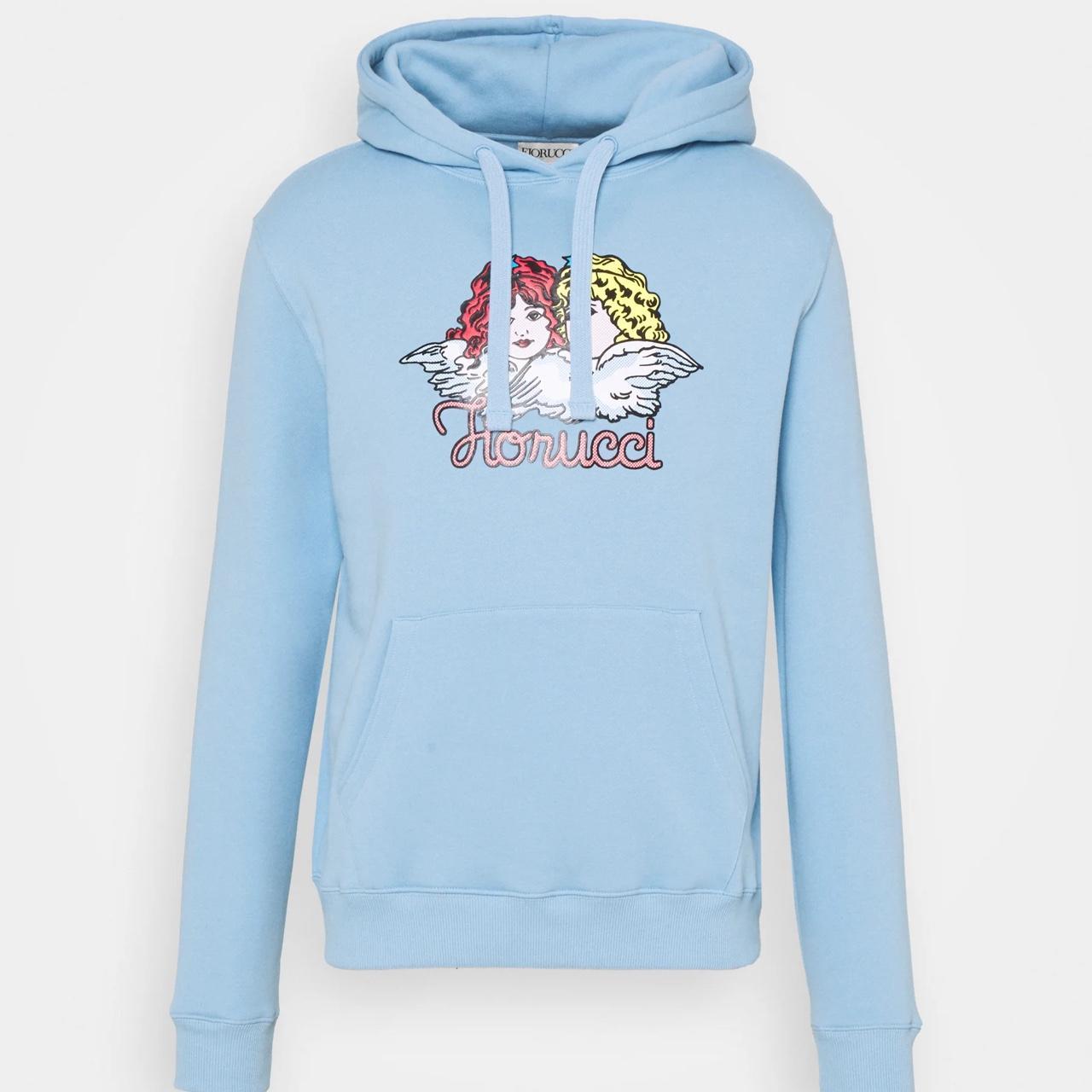 Fiorucci pop-art cherub hoodie, light blue, men’s... - Depop
