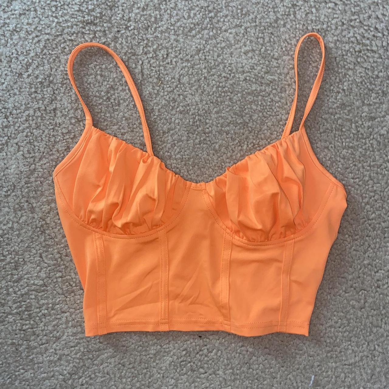 xs orange corset crop top #corset #orangetop... - Depop